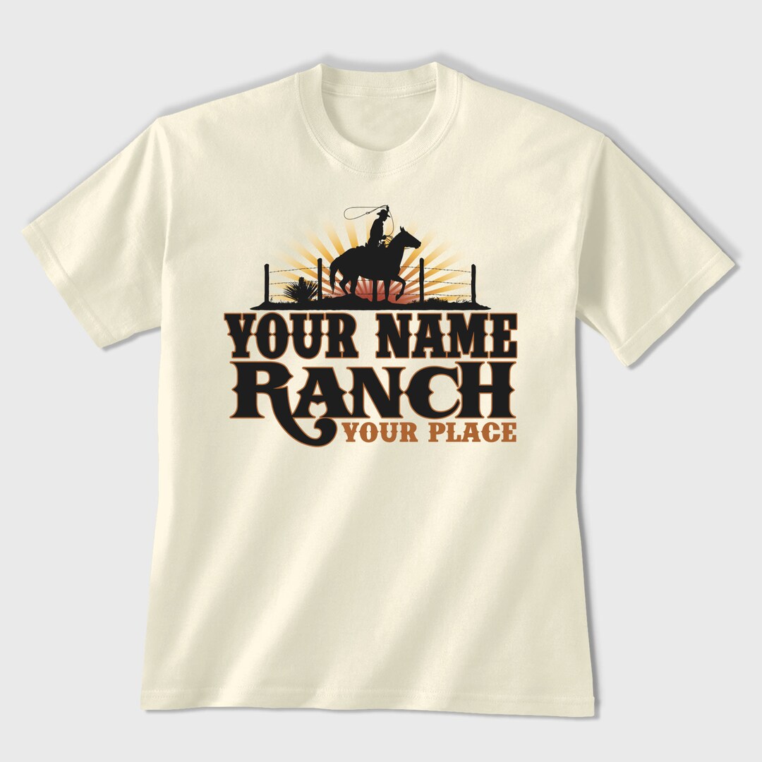 Custom Ranch T-shirt, Personalized Unisex Printed Tee, Cowboy Horseback ...