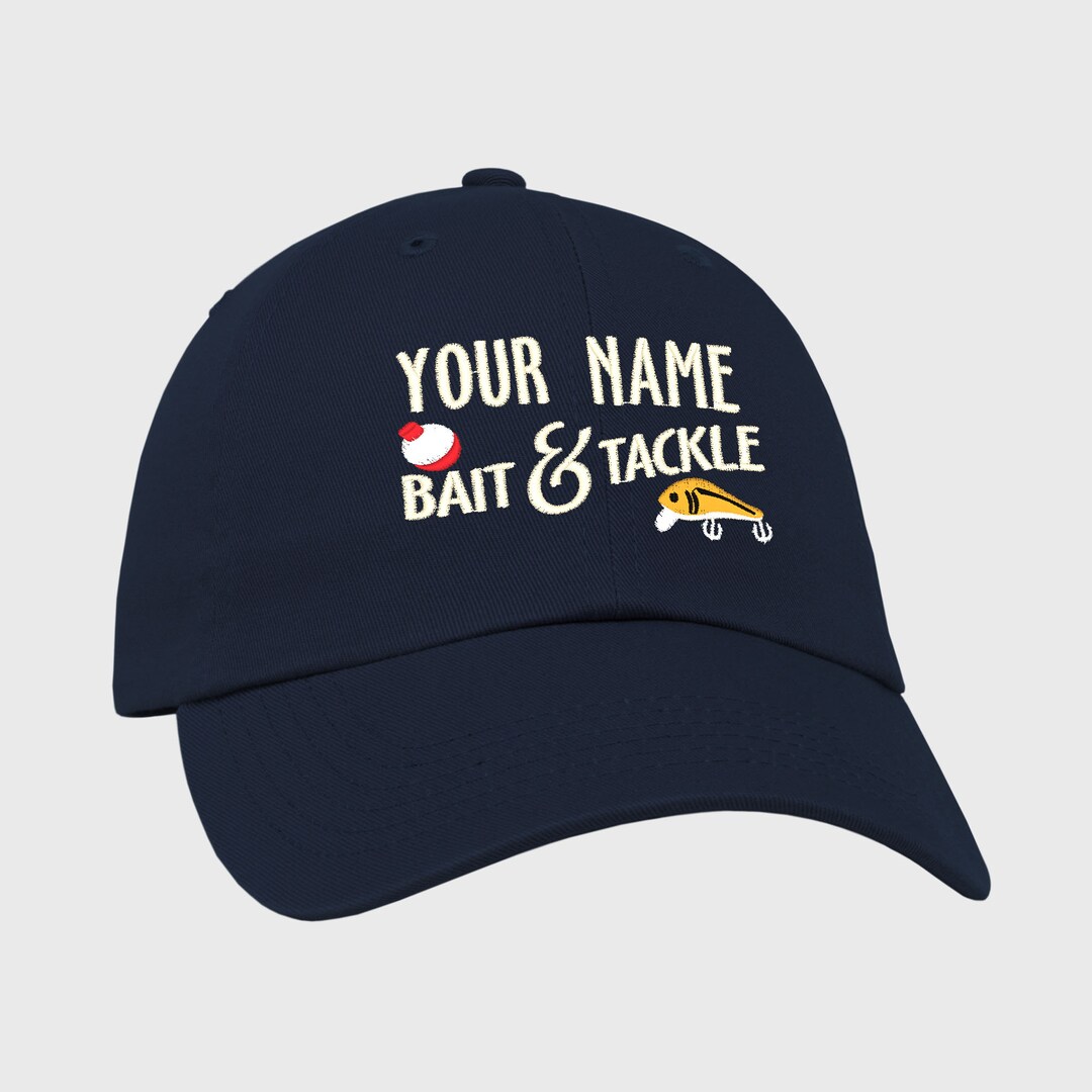 Custom Bait and Tackle Hat, Personalized Embroidered Baseball Ballcap ...