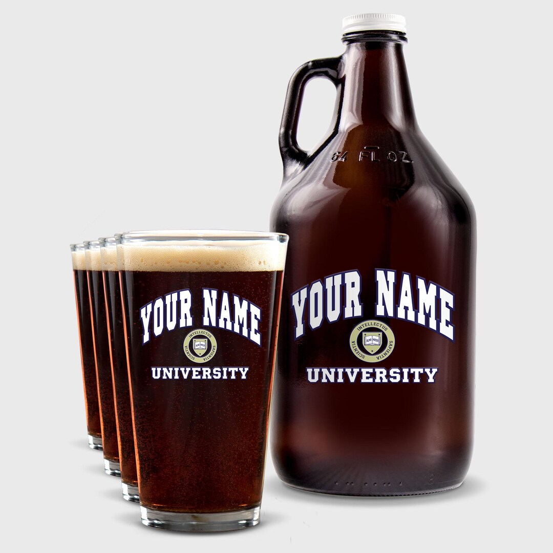 Custom University Growler Pint Set, Personalized Color-printed, Gift ...