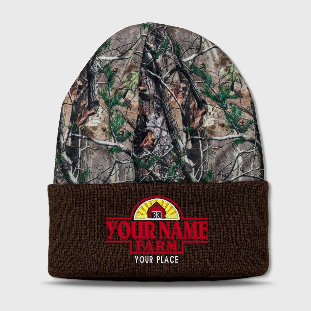 Custom Farm 2-tone Camo Knit Cap, Personalized Your Name Embroidered ...