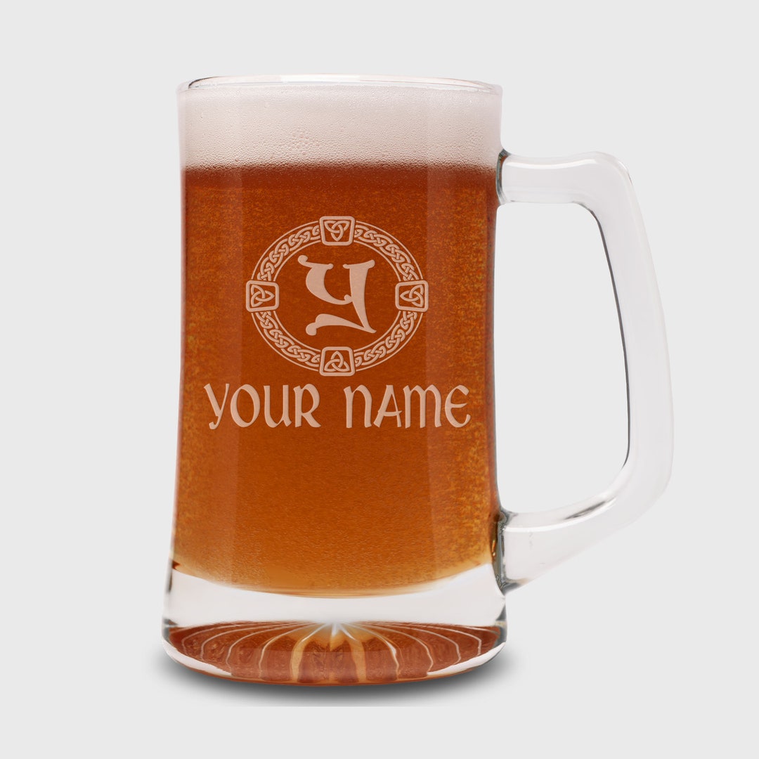 Custom Celtic Beer Mug, Personalized 25 Oz Engraved Single, Wreath ...