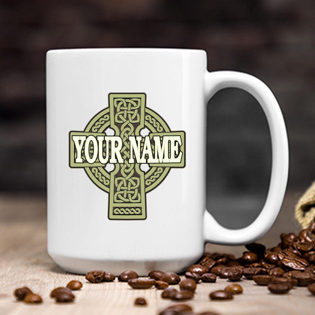 Custom Celtic Cross Mugs, Personalized Ceramic Color Mug, Stone Irish ...
