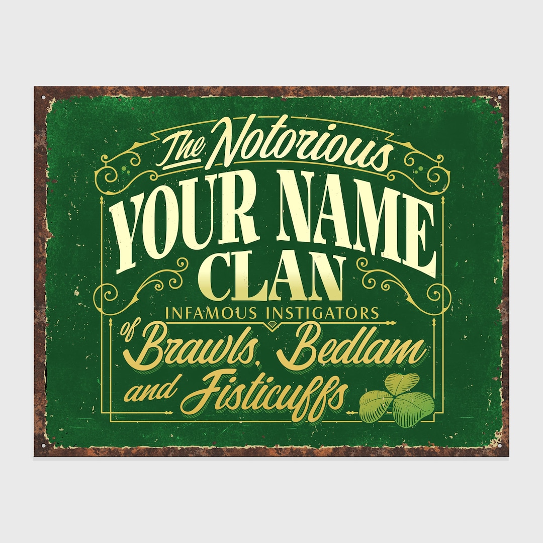 Custom Notorious Clan Sign, Personalized Printed Tin Wall Art Home ...
