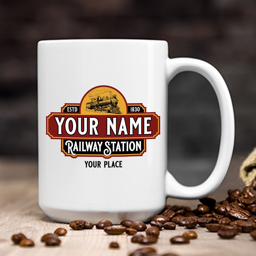 Custom Railway Station Mugs, Personalized Ceramic Color Design Mug ...