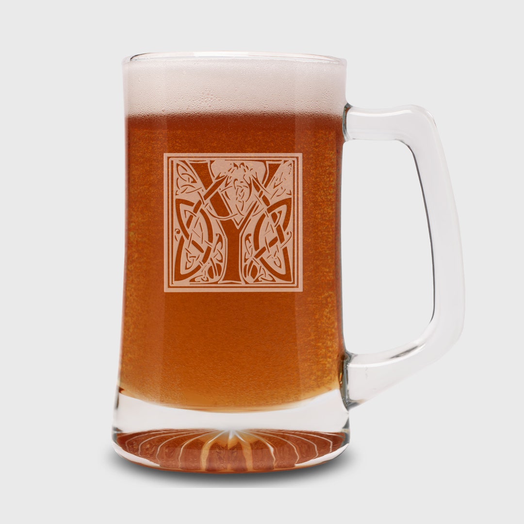 Custom Celtic Monogram Beer Mug, Personalized 25 Oz Engraved Single ...