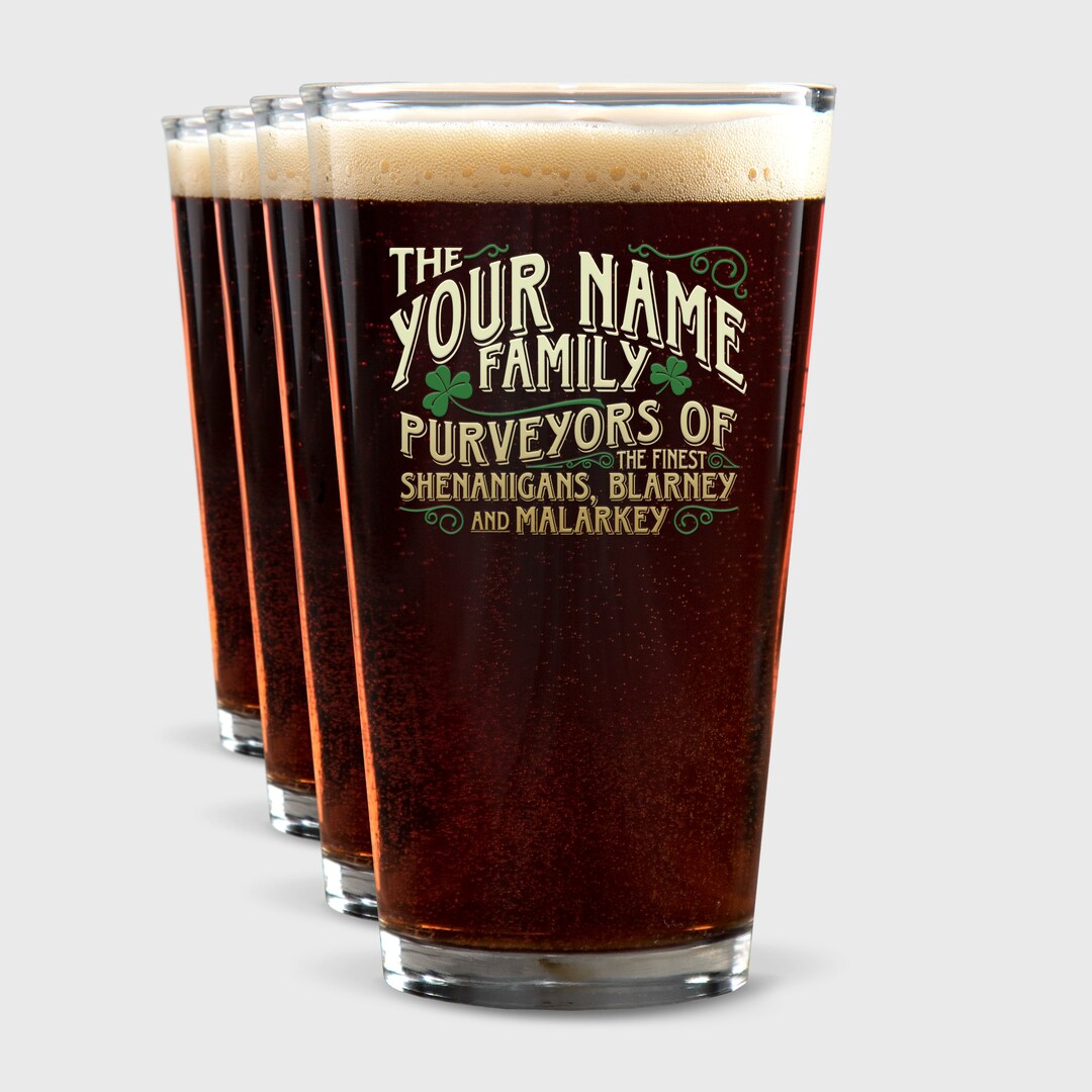 Custom Family Pint Set, Personalized Color-printed Single or Set of 4 ...
