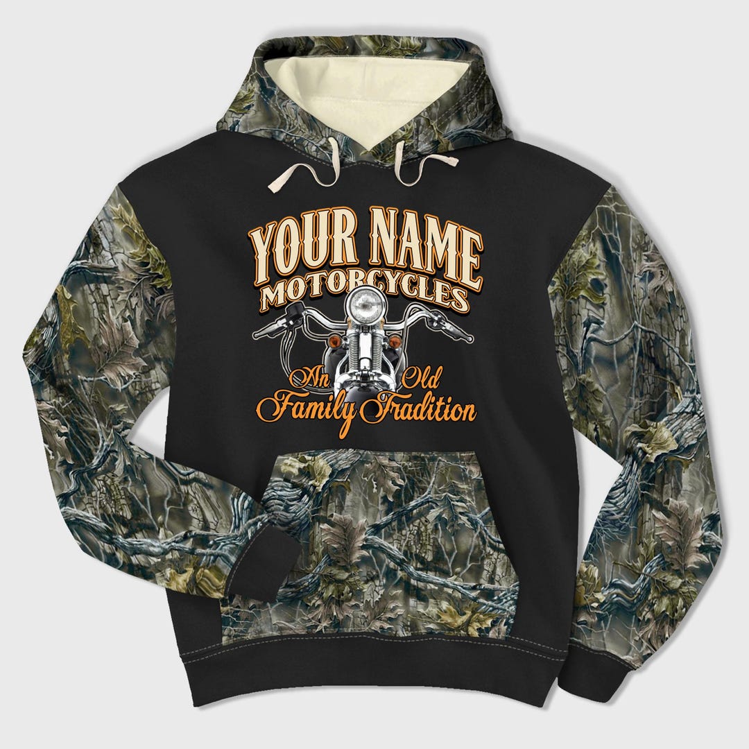 Custom Motorcycle 2-tone Camo Hoodie, Printed Hooded Sweatshirt, Family ...