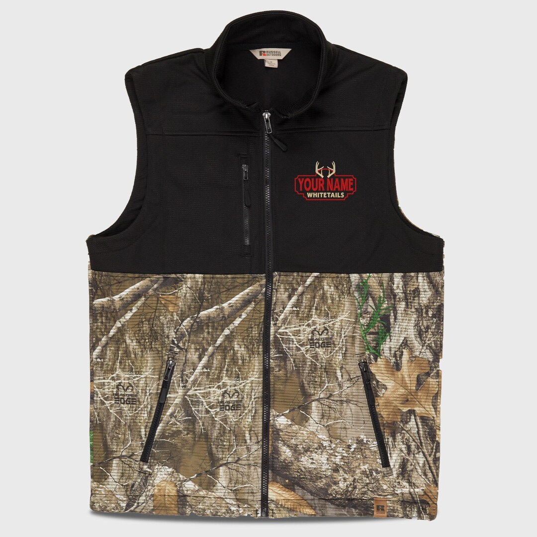 Custom Whitetail Camo Vest, Embroidered 2 Tone, Antler Buck Deer ...