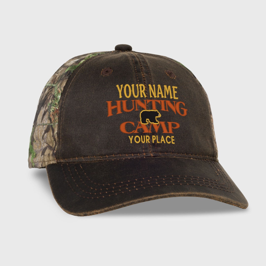 Custom Bear Camp 2-tone Camo Hat, Personalized Embroidered Ballcap, Paw ...