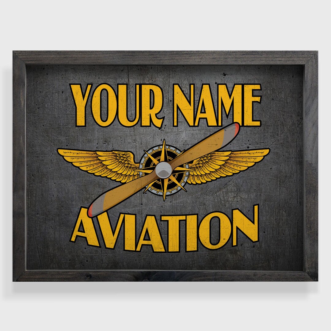 Custom Aviation Wall Art, Personalized Printed Wooden Framed, Wings ...