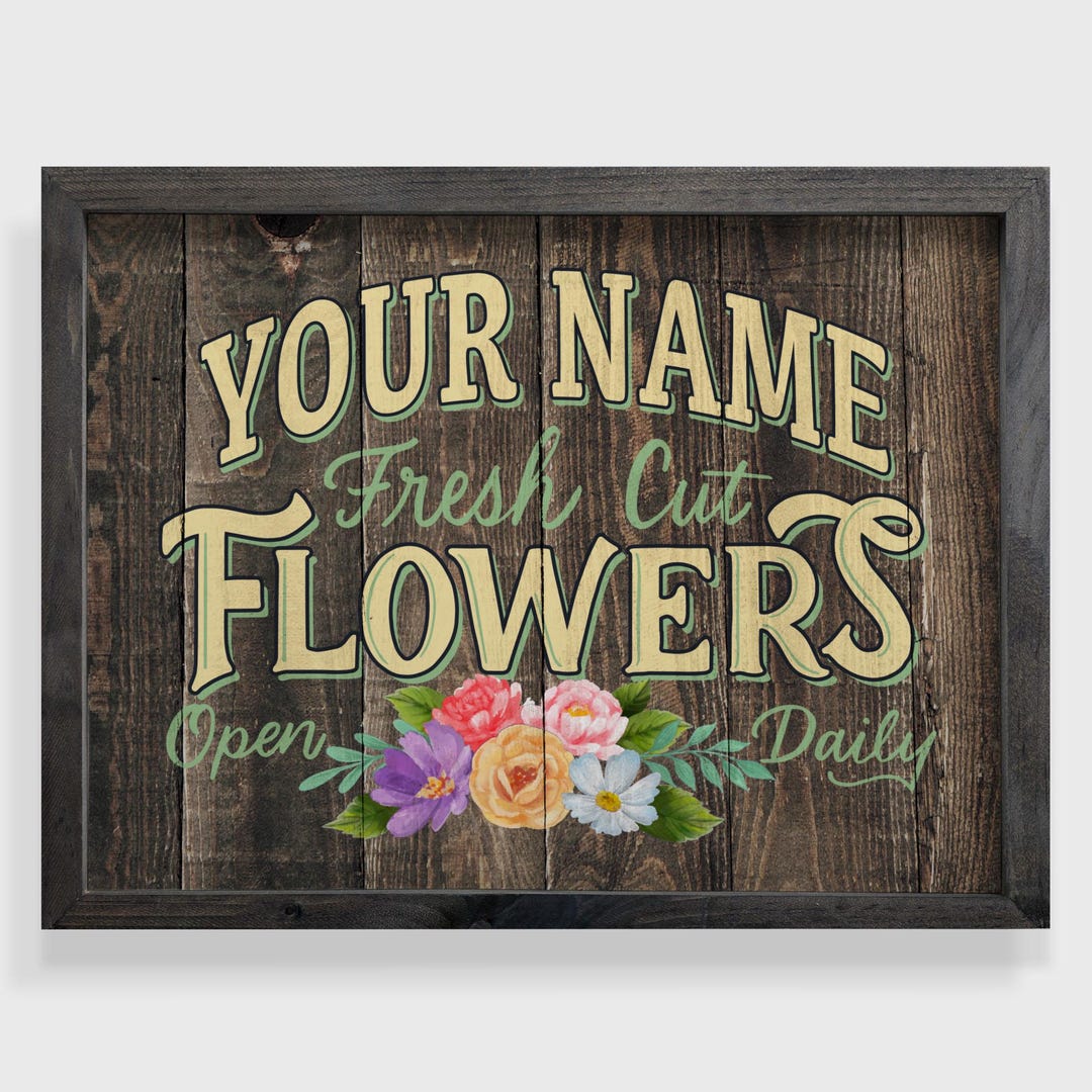 Custom Fresh Cut Flowers Wall Art, Personalized Printed Wooden Framed ...