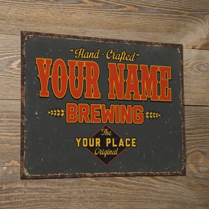 Custom Brewing Sign, Personalized Printed Tin Sign, Craft Beer Ale Hand ...