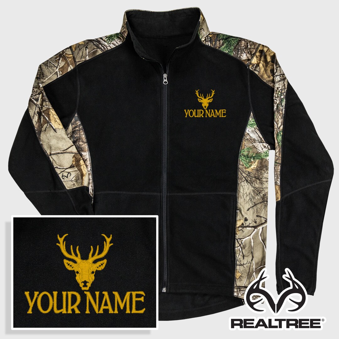 Custom Old Stag Camo Microfleece, Embroidered Full Zip Jacket, Family ...