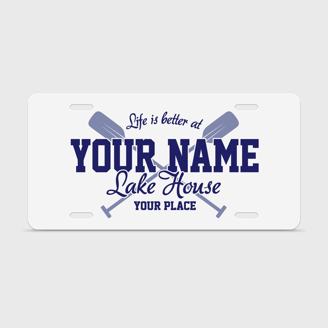 Custom Lake House License Plate, Personalized Printed Crossed Paddles ...
