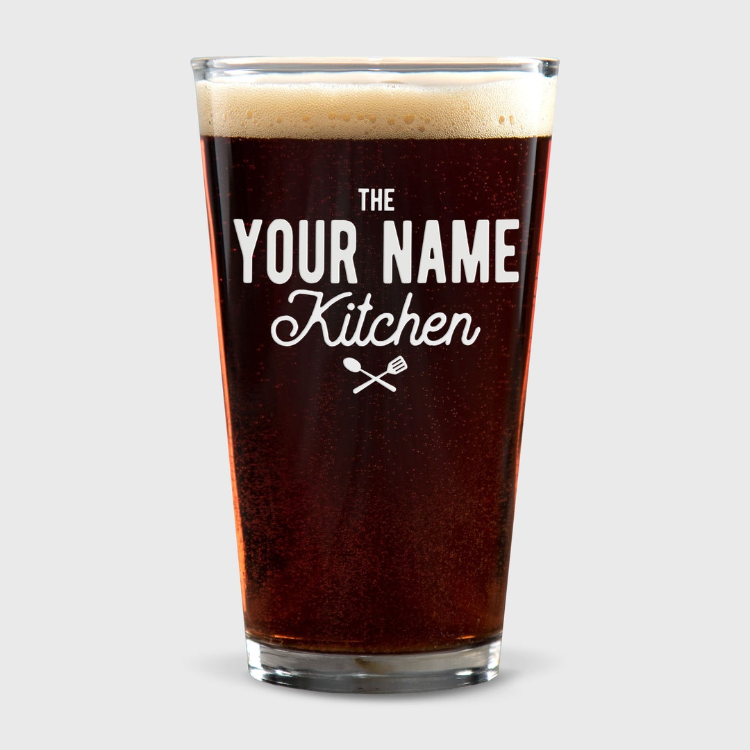 Custom Farmhouse Kitchen Pint, Personalized Color-printed 16 Oz Glass ...