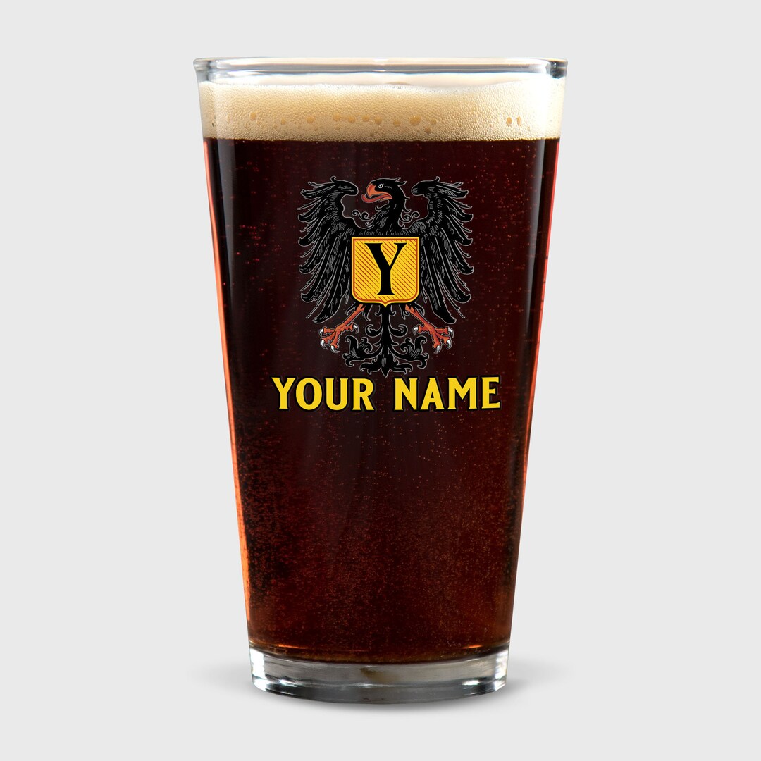 Custom German Monogram Pint Glass, Personalized Color-printed Single or ...
