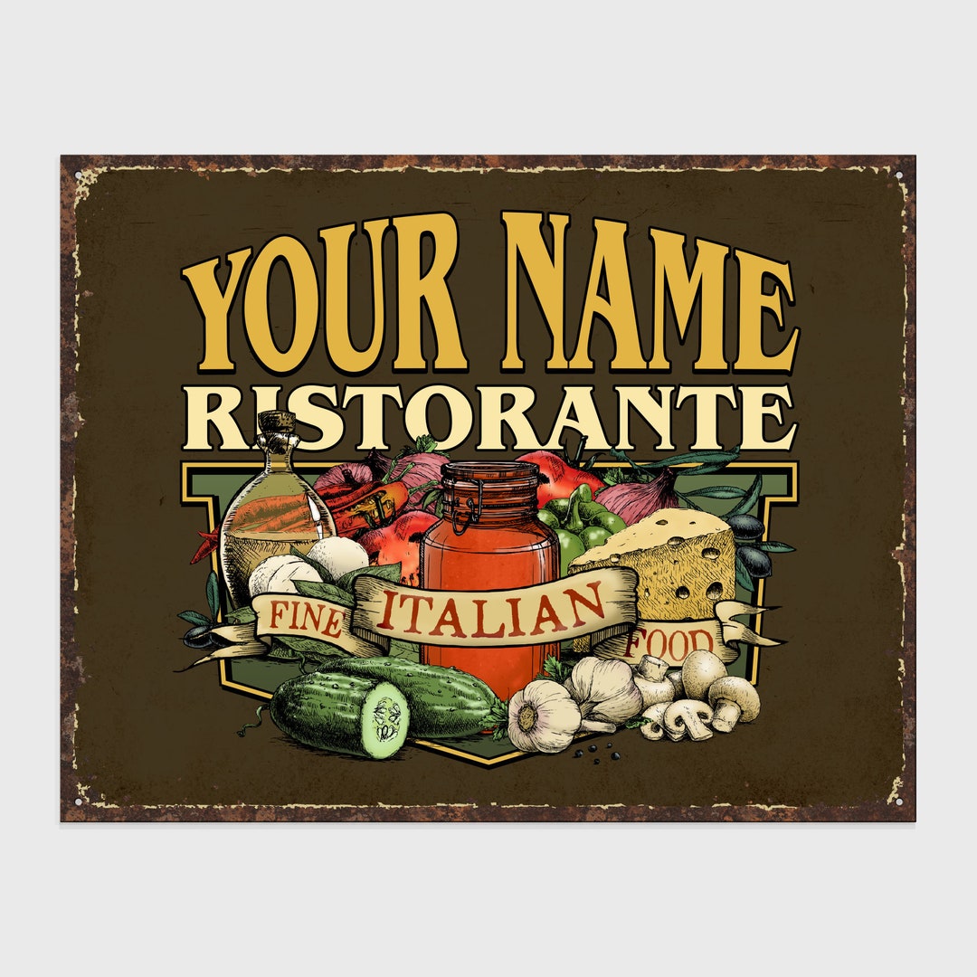 Custom Ristorante Tin Sign, Personalized Printed Italian Food Sign ...