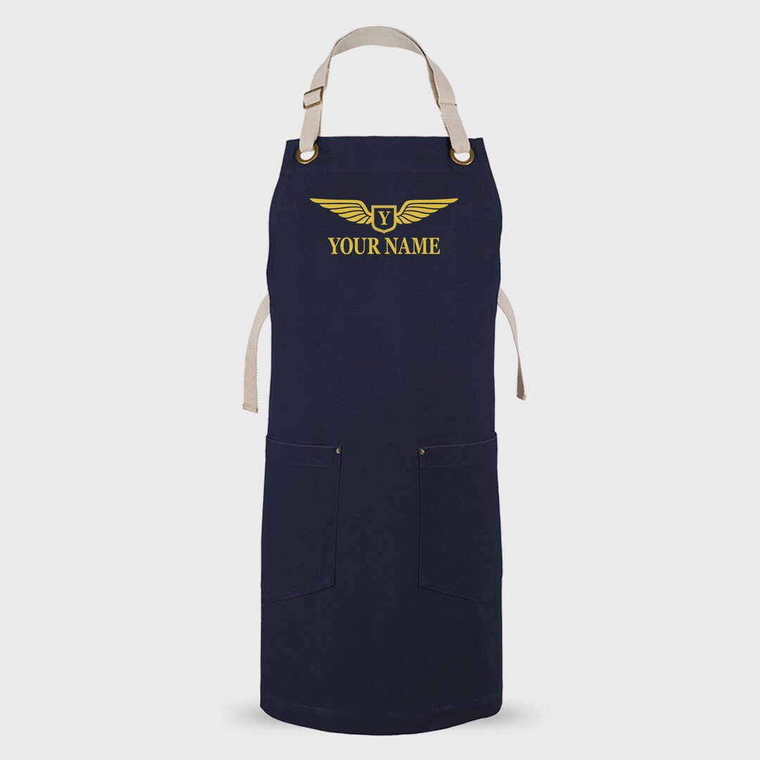 Custom Aviation Work Apron, Personalized Printed Canvas, Monogram Wings ...