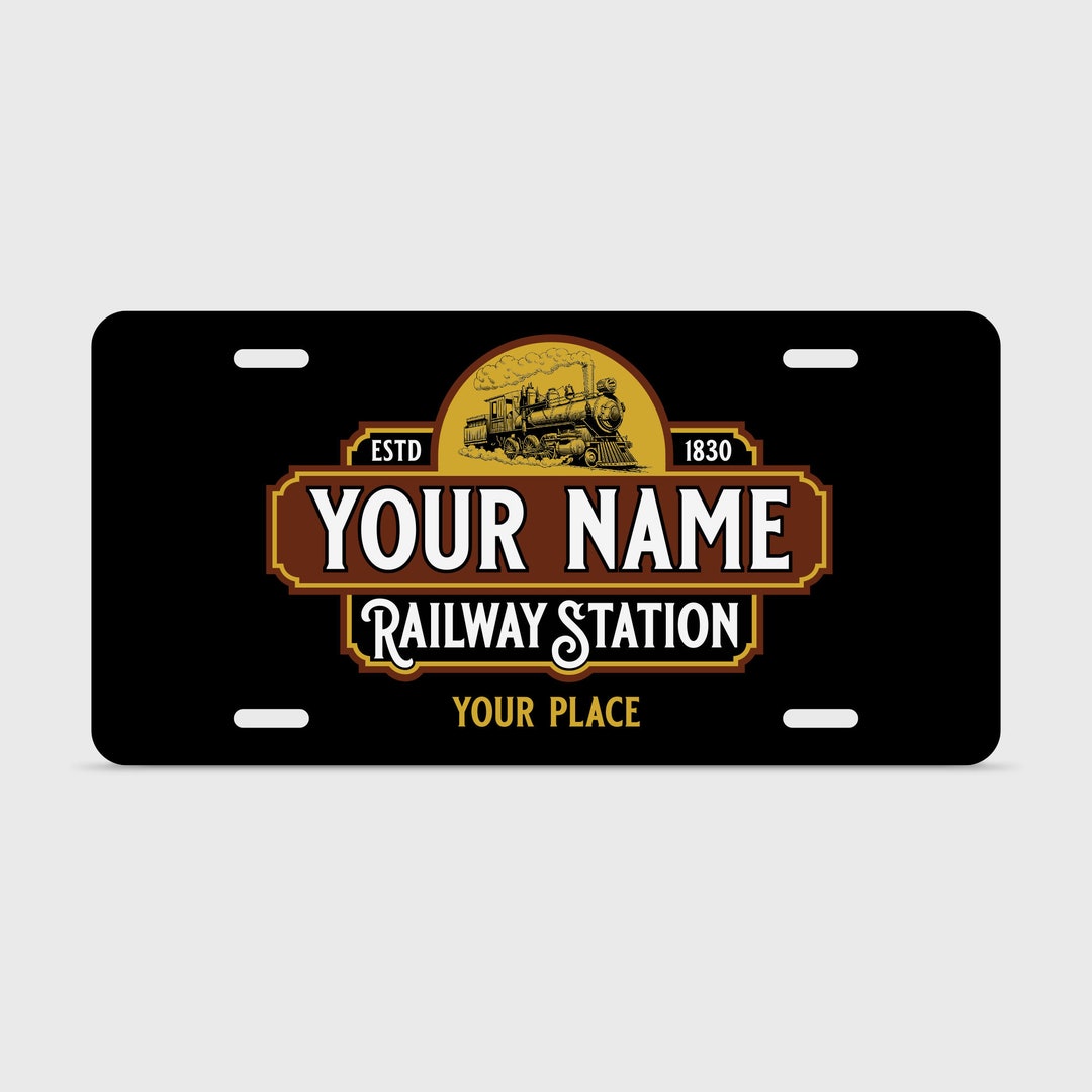 Custom Railway Station License Plate, Personalized Printed Lodge Deer ...