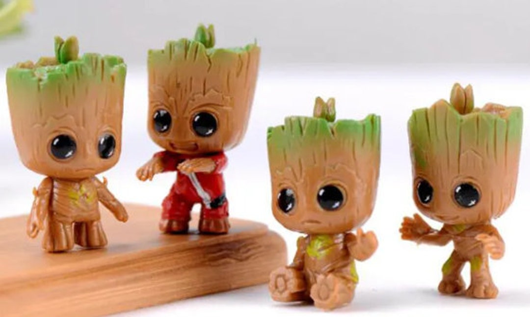 Miniature Kawaii Groot Marvel Hero 4 Pack - Etsy