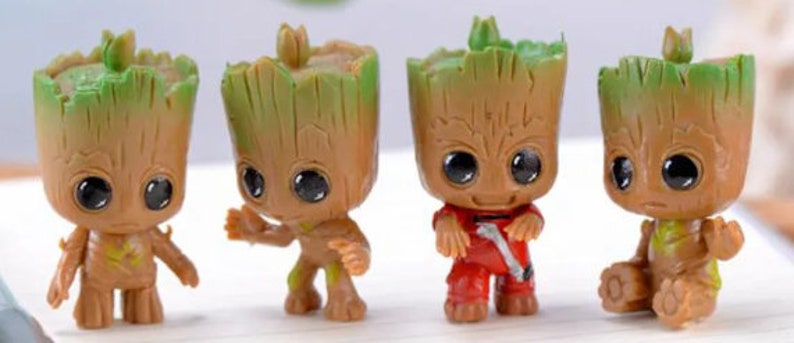 Miniature Kawaii Groot Marvel Hero 4 Pack - Etsy