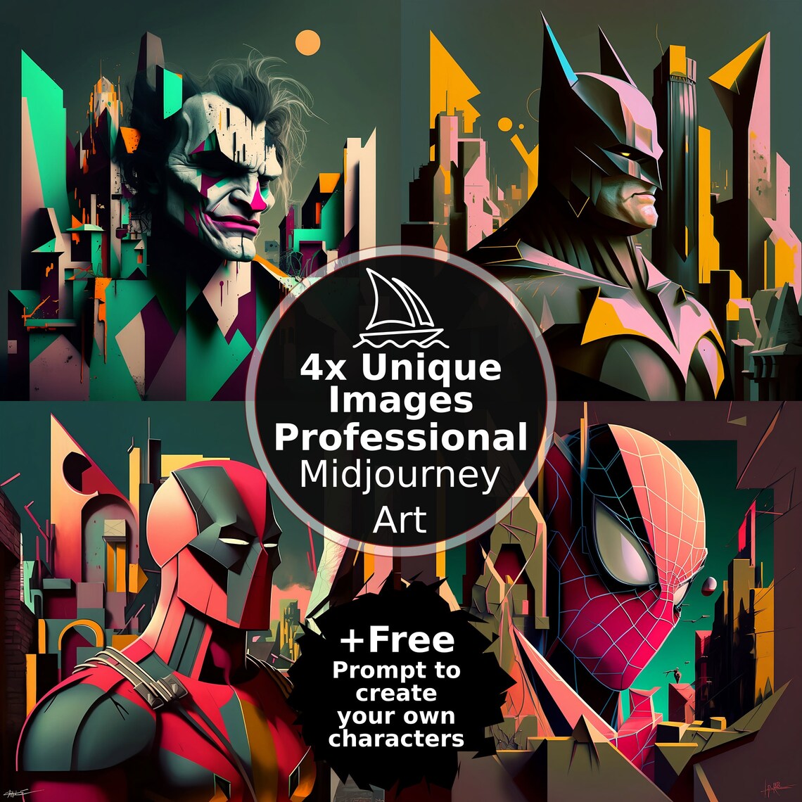 4 X Cubism Style Marvel Comics Character Images FREE Midjourney Prompt ...
