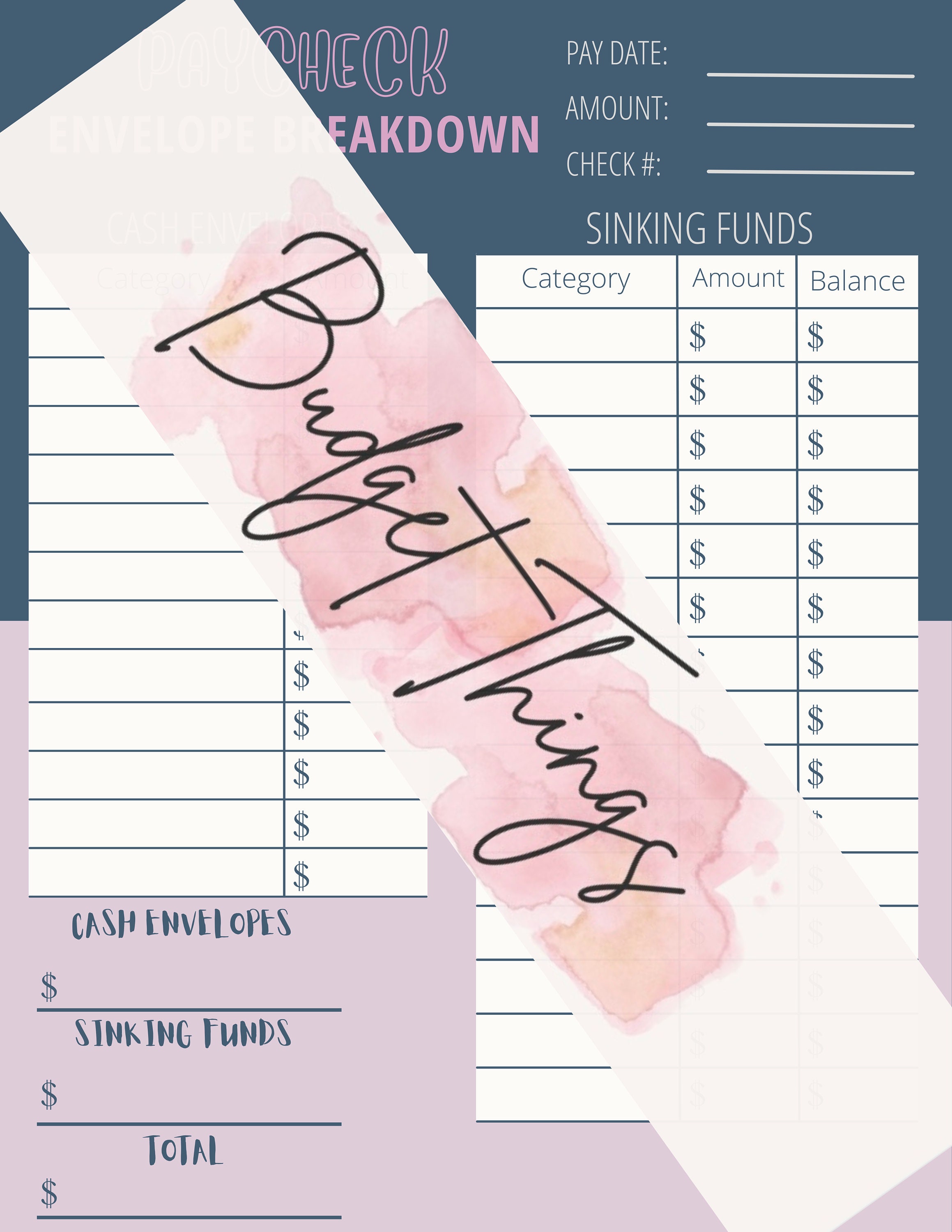 Paycheck Breakdown and Expense Sheets | Budget Bundle | Digital ...