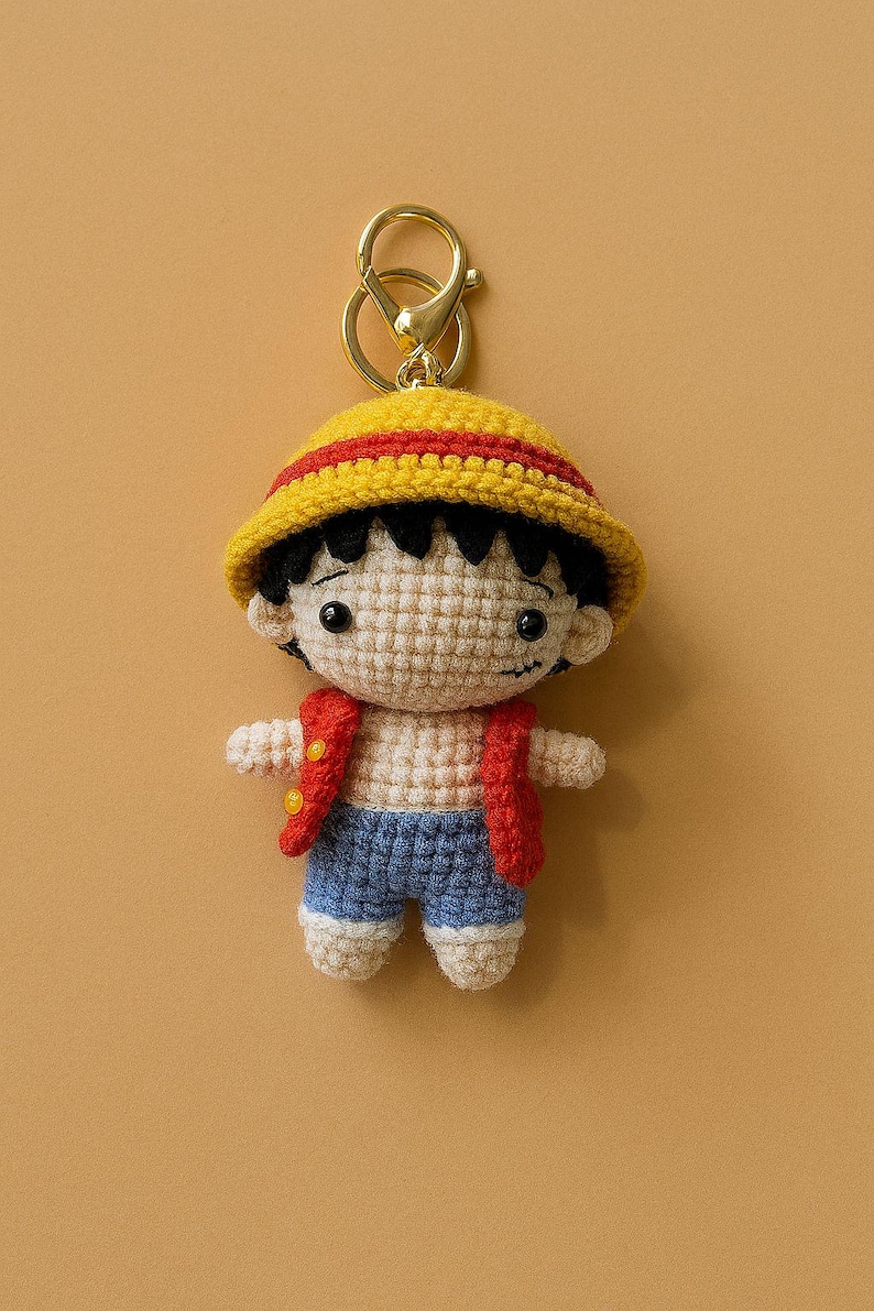 Crochet Keychain | Handmade Anime Amigurumi | One Piece Luffy Plush Bag ...