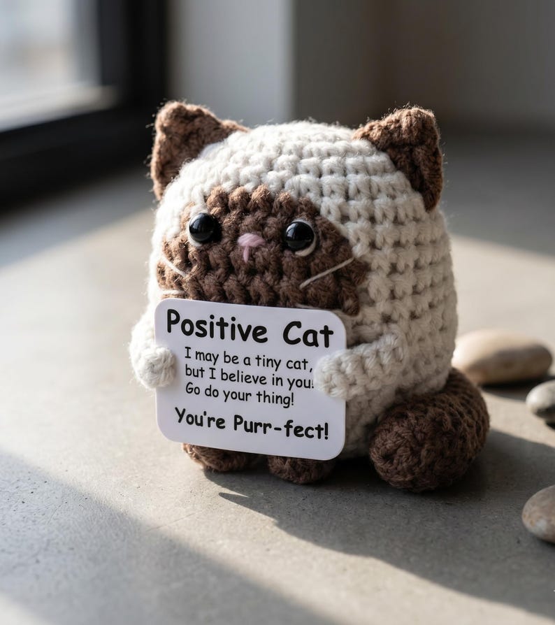 Emotional Support Crochet Animal | Motivational Desk Buddy & Pocket Hug ...