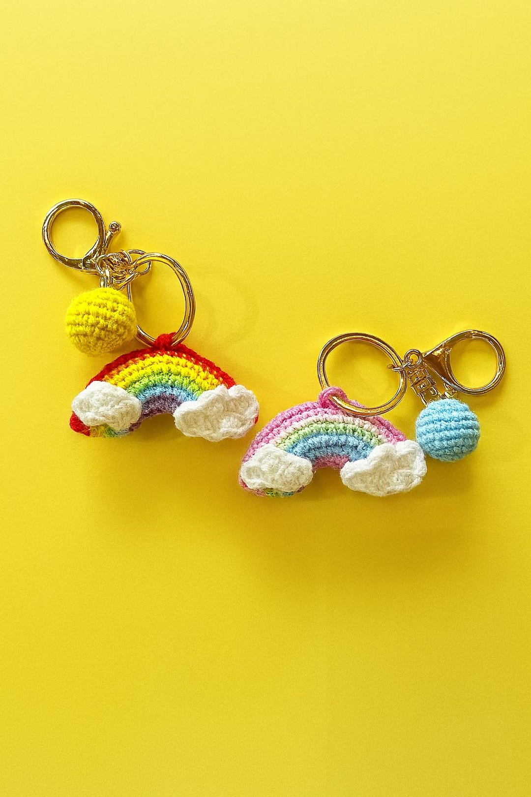 Crochet Rainbow Keychain: Handmade Amigurumi Cloud Charm - Etsy