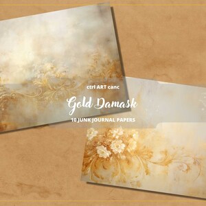 Gold Journal Paper Junk Journal Paper Gold Damask Printable Paper for ...