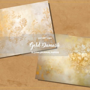 Gold Journal Paper Junk Journal Paper Gold Damask Printable Paper for ...
