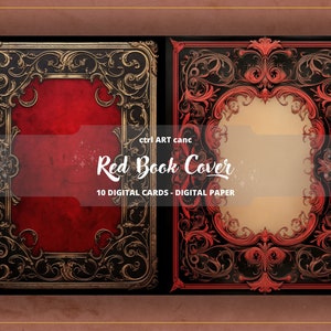 Red Antique Book Cover Printable: Whimsical Journal Kit (digital ...