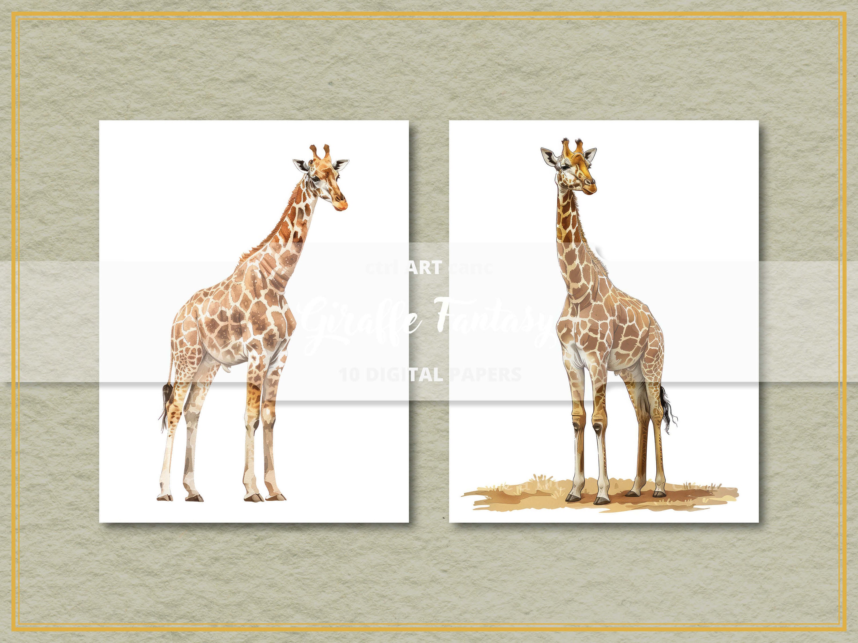 Giraffe Illustration Art: POD Animal Images, Digital Paper (commercial ...