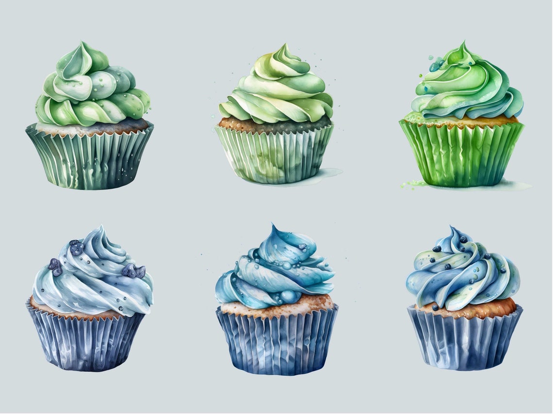 30 Rainbow Cupcake Clipart Watercolor Cupcake Cupcake - Etsy