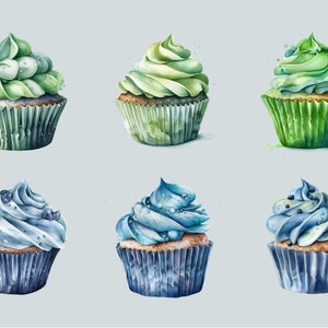 30 Rainbow Cupcake Clipart, Watercolor Cupcake, Cupcake Birthday ...