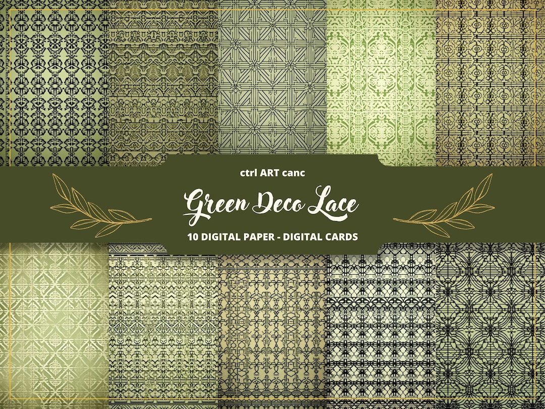 Green Deco Digital Paper Green Lace Paper for Scrapbook Junk Journal ...