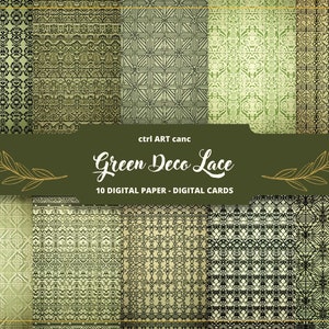 Green Deco Digital Paper Green Lace Paper for Scrapbook Junk Journal ...