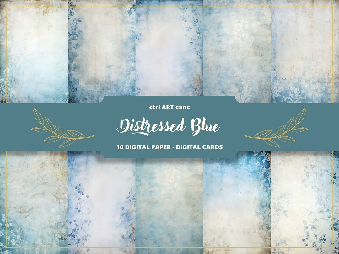 Distressed Blue Damask Digital Paper: Distressed Scrapbook Pages ...