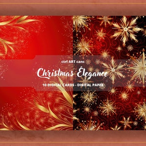 Red & Gold Christmas Digital Paper, Christmas Wrapping Paper, Junk ...