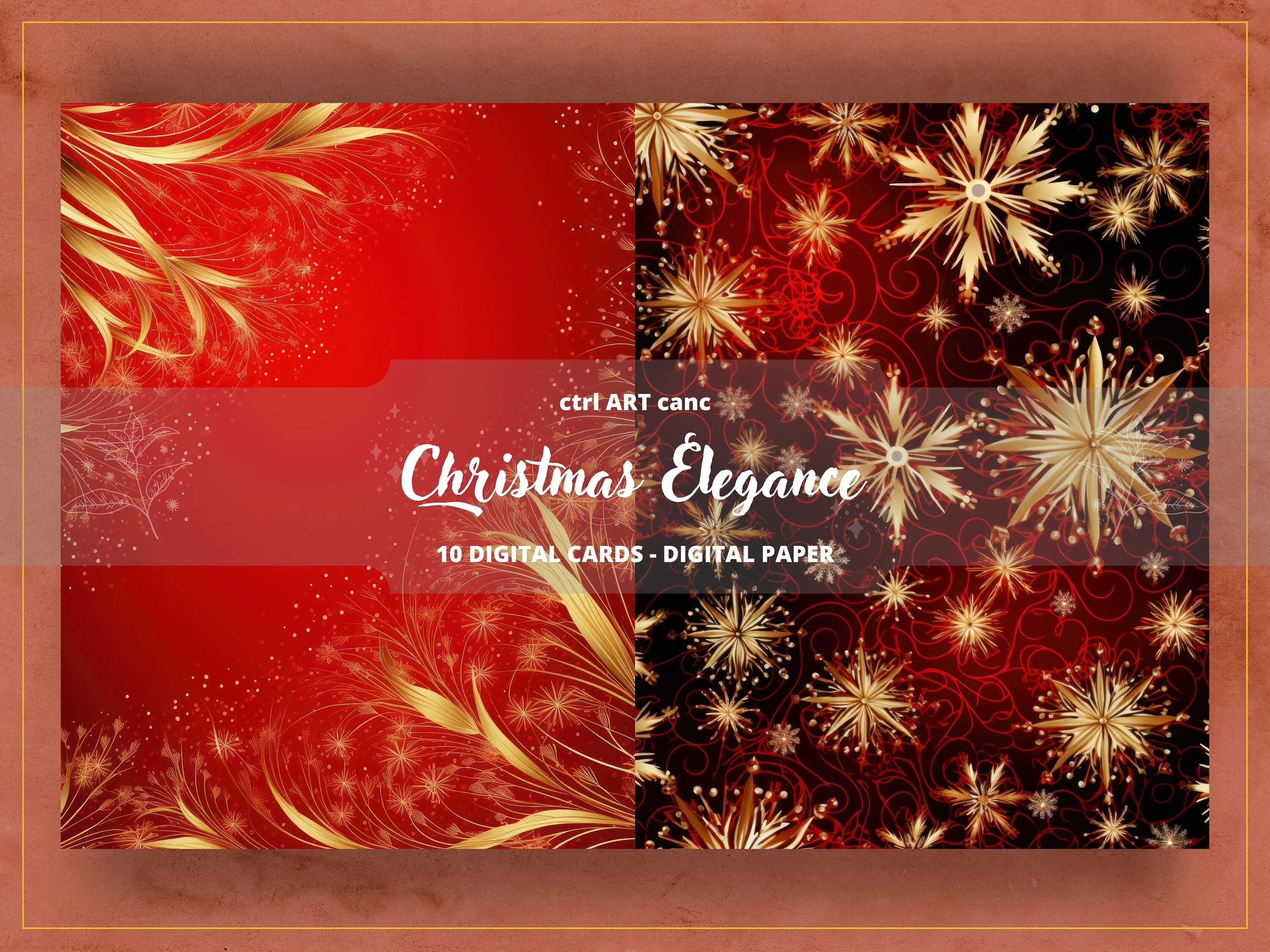 Red & Gold Christmas Digital Paper, Christmas Wrapping Paper, Junk ...