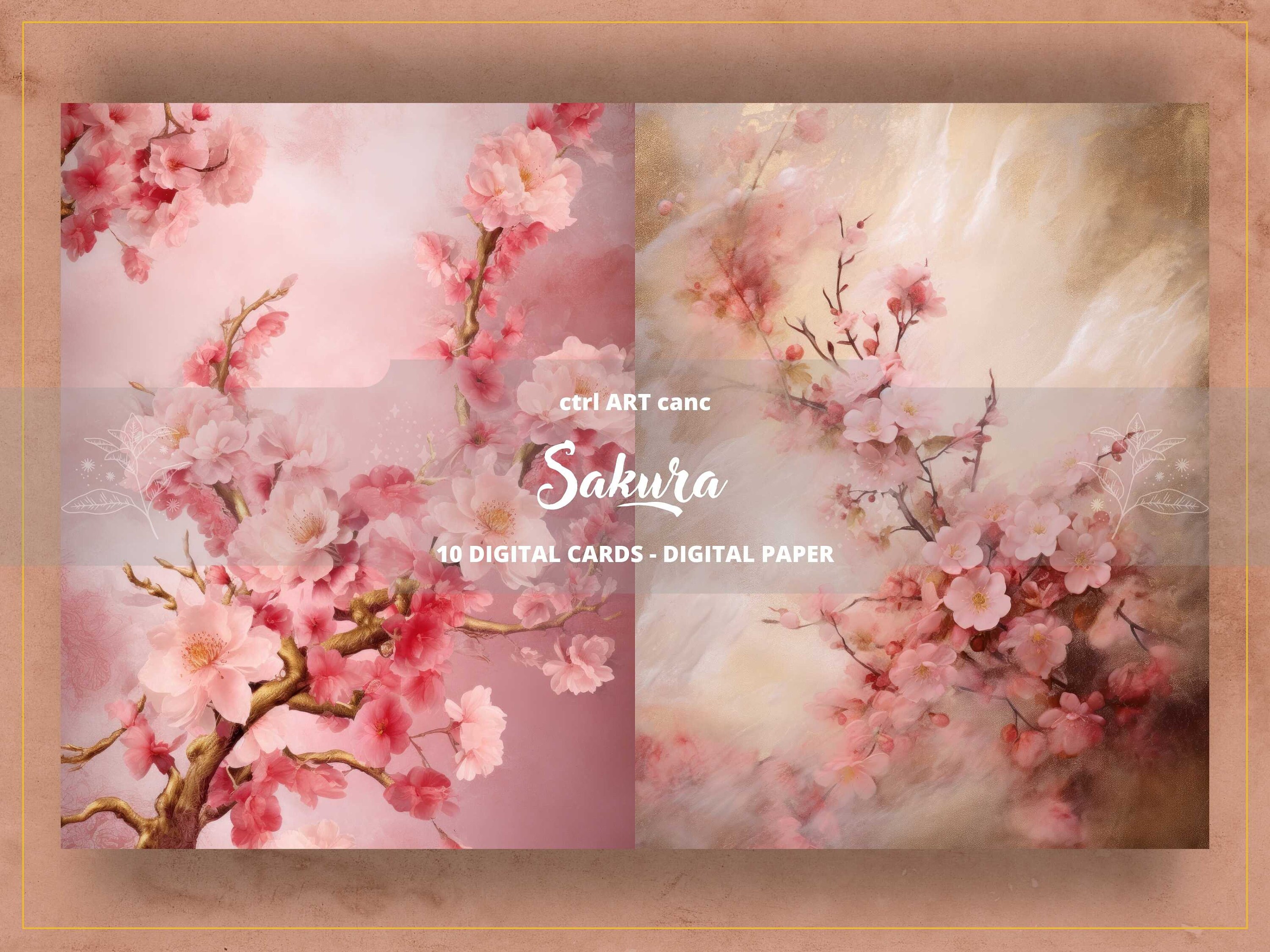 Sakura Art Printable Sakura Digital Paper Cherry Blossom - Etsy
