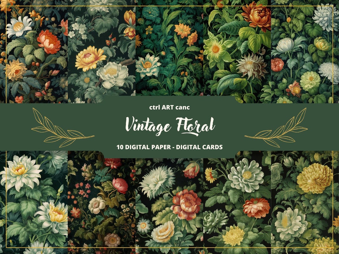 Vintage Floral Printable, Vintage Flower Paper, Journal Kit, Journal ...