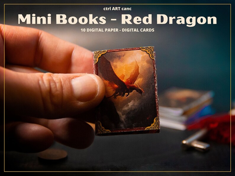 4 Red Dragon Mini Books Red Dragon Mini Book Miniature Book - Etsy