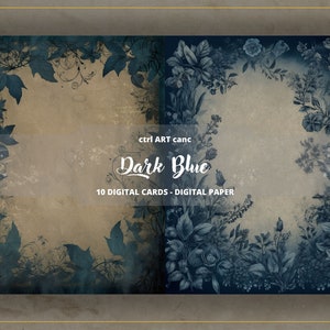 10 Dark Blue Printable, Dark Blue Digital Paper, Journal Page, Letter ...