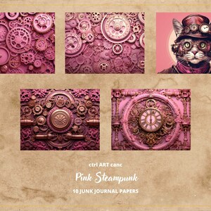 Steampunk Background Pink Steampunk Digital Paper Instant Download ...