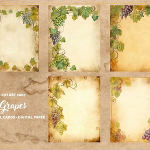 10 Grapes Printable Paper, Wine Digital Paper, Grapes, Junk Journal ...