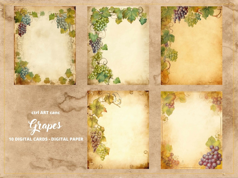 Grapes Digital Paper: Wine Scrapbooking, Collage (10 Printable JPEG) - Etsy