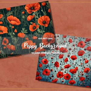 Poppy Junk Journal Kit Digital Paper Digital Scrapbook Kit Floral ...