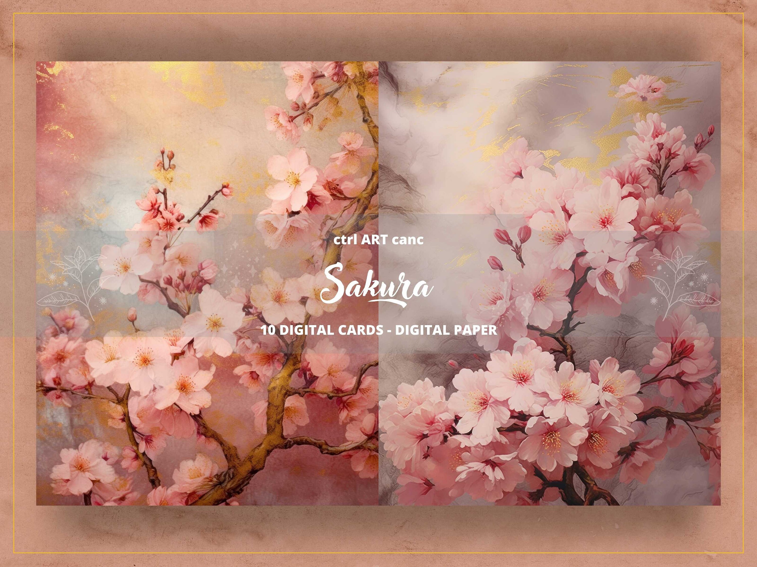 Sakura Art Printable Sakura Digital Paper Cherry Blossom - Etsy